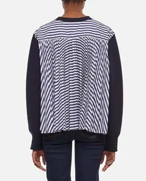 Sacai Sweatshirt With Pleated Fabric Back - Multicolor