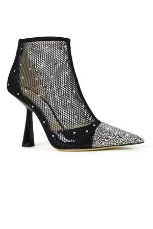 JIMMY CHOO Kix 100 Crystal Embellished Mesh Ankle Boots - Black