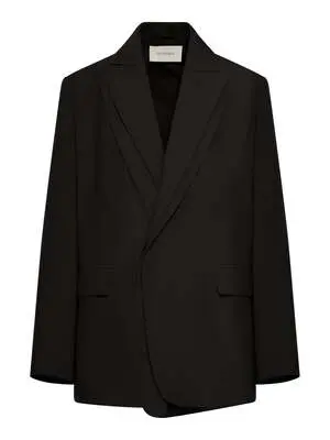 Sportmax Double Collar Viscose Blend Blazer - Black