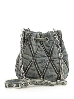 DIESEL® Charm-d Quilted Denim Bucket Bag - Blue