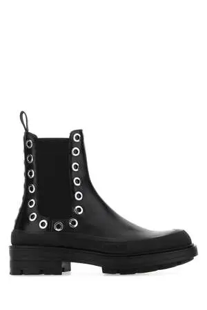 Alexander McQueen Leather Boxcar Ankle Boots - Black