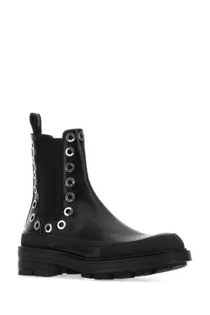 Alexander McQueen Leather Boxcar Ankle Boots
