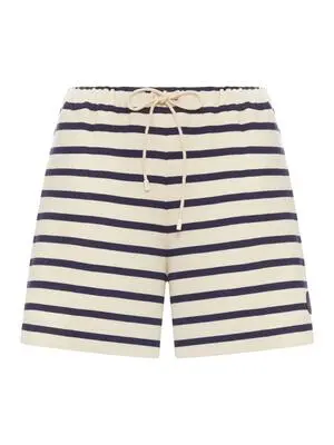 Moncler Striped Shorts With Drawstring And Logo - Multicolor