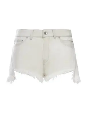 Rick Owens Denim Shorts With Bias Cutoffs - Cream