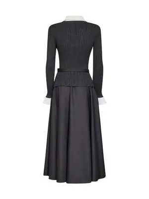 SELF-PORTRAIT Ribbed Knit Midi Dress