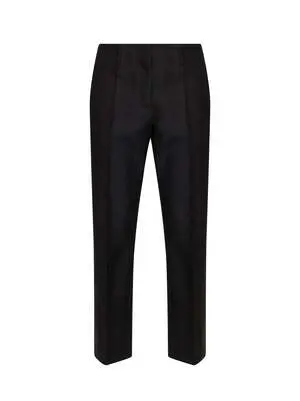Dries Van Noten Black Rounded Wool Silk Tailored Cropped Trousers - Multicolor