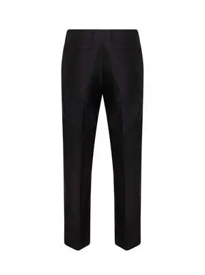 Dries Van Noten Black Rounded Wool Silk Tailored Cropped Trousers