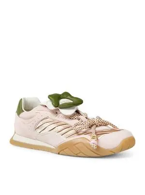 Fendi Wave Pulse Low Top In Pink Fabric And Suede - Multicolor