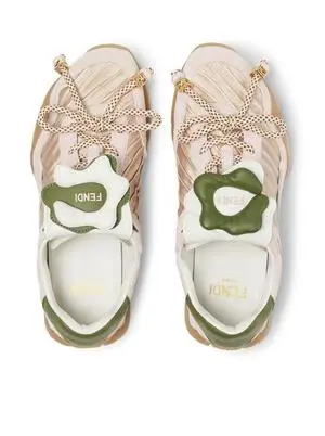 Fendi Wave Pulse Low Top In Pink Fabric And Suede - Multicolor