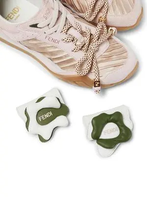 Fendi Wave Pulse Low Top In Pink Fabric And Suede - Multicolor