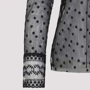 Alberta Ferretti L/s Pois Tulle Top