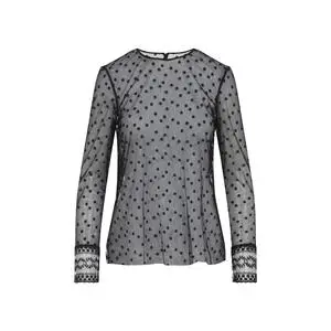 Alberta Ferretti Polka-dot Tulle Top - Black
