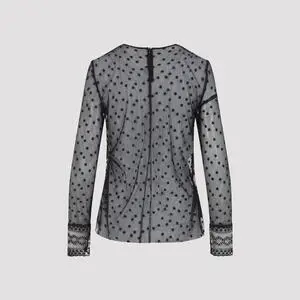 Alberta Ferretti Polka-dot Tulle Top - Black