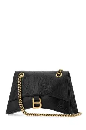 Balenciaga Leather Crush S Shoulder Bag - Black