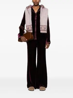 FORTE_FORTE Smooth Velvet Flared Trousers - Multicolor