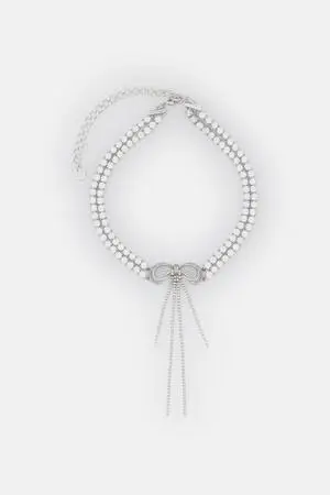 SELF-PORTRAIT Double Crystal Bow Choker - Multicolor