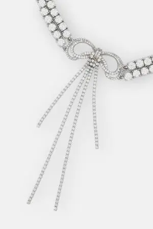 SELF-PORTRAIT Double Crystal Bow Choker - Multicolor