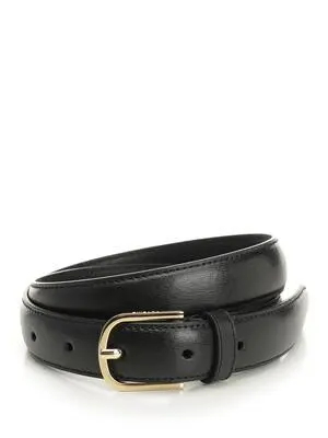 TOTEME Slim Leather Trouser Belt - Black