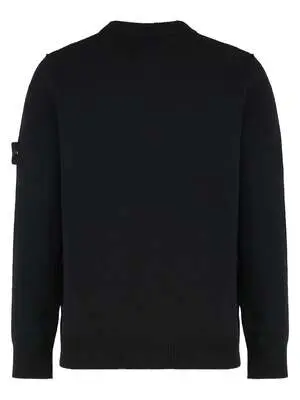 Stone Island Regular-fit Crew-neck Sweater With Ribbed Finish - Black