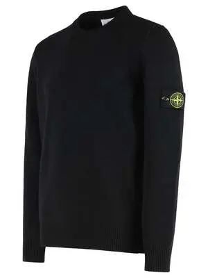 Stone Island Regular-fit Crew-neck Sweater With Ribbed Finish - Black