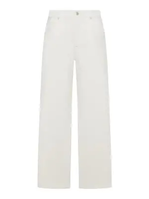 Brunello Cucinelli Wide Leg Cotton Trousers - Multicolor