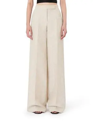 Max Mara Wide Linen Drill Trousers - Multicolor