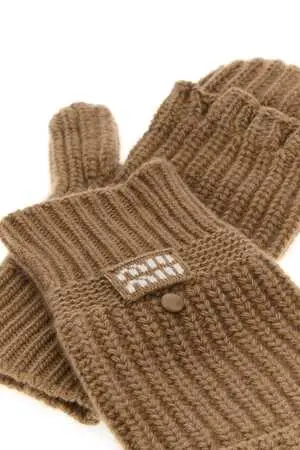 Miu Miu Camel Wool Blend Gloves