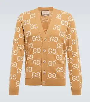 Gucci Gg Jacquard Wool Cardigan - Cream
