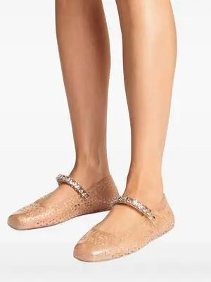 JIMMY CHOO Clear Jelly Ballerina Flats With Crystal Embellishment - Multicolor