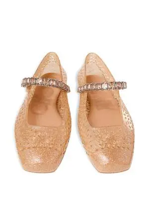 JIMMY CHOO Clear Jelly Ballerina Flats With Crystal Embellishment - Multicolor