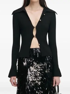 SELF-PORTRAIT Button-up Sweater - Black