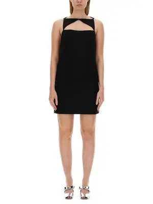 Versace Wool Blend Straight Mini Dress With Cut-out - Black