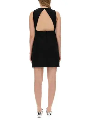 Versace Wool Blend Straight Mini Dress With Cut-out