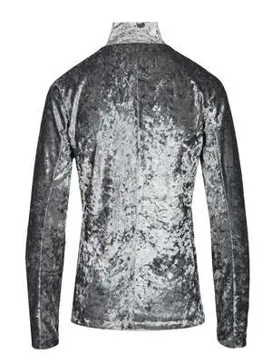 FORTE_FORTE Iridescent Stretch Velvet Turtleneck - Gray