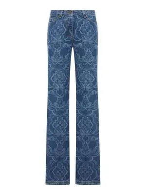 Etro Jacquard Denim Jeans With Ornamental Pattern