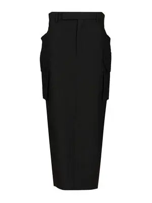Rick Owens Firebanks Wool Midi Skirt - Black