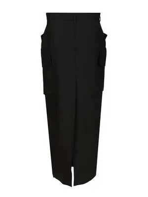 Rick Owens Firebanks Wool Midi Skirt - Black