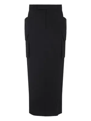 Rick Owens Firebanks Wool Midi Skirt - Black