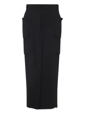Rick Owens Firebanks Wool Midi Skirt - Black