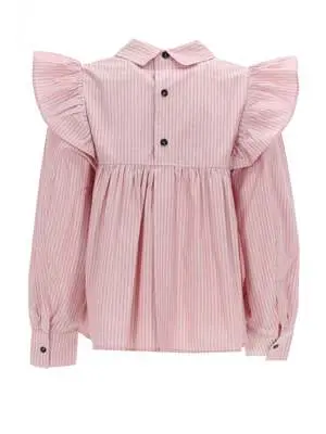GANNI Striped Shirt With Puffy Straps - Pink