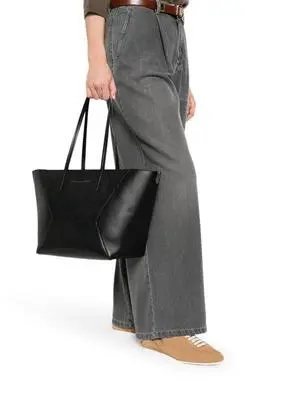 Brunello Cucinelli Leather Shopper Bag - Black