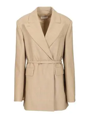 Sportmax Long Double-breasted Wool Blazer - Cream