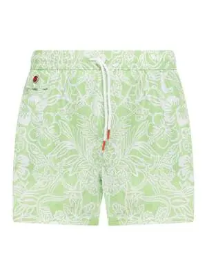 Kiton Swimsuit In Technical Fabric With All-over Floral Pattern - Multicolor
