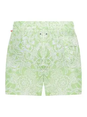 Kiton Swimsuit In Technical Fabric With All-over Floral Pattern