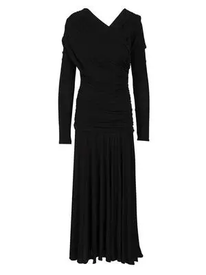 GANNI Ruffled Viscose Midi Dress - Black