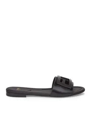 Fendi Slide Baguette In Leather - Black