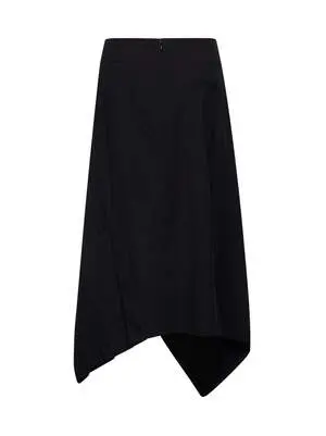 Bottega Veneta Wool Asymmetric Midi Skirt With Ruffles - Multicolor