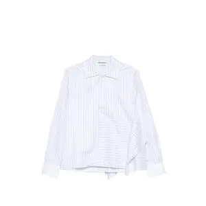 JW Anderson Striped Paneled Point Collar Shirt - White