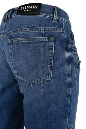 Balmain Tapered Stretch Cotton Jeans