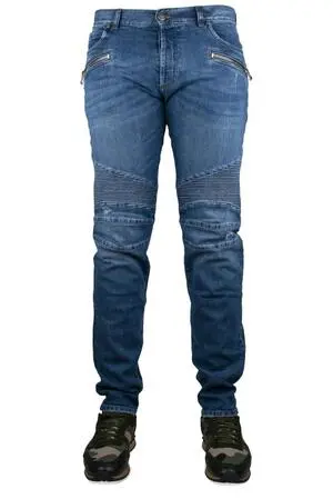 Balmain Tapered Stretch Cotton Jeans